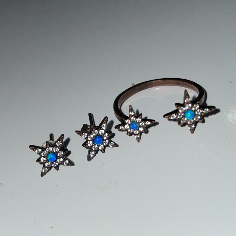 Taylor Swift Arcade Ring And Opal Eyes Earrings - Gem